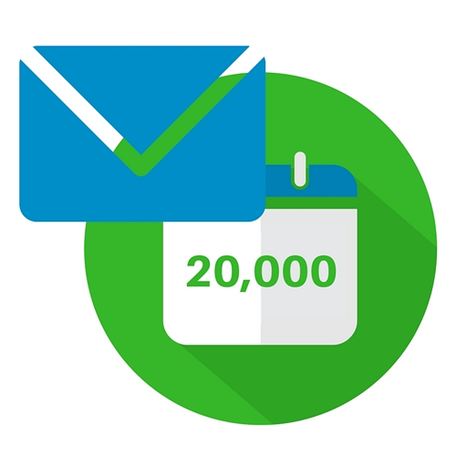 Up To 20,000 Emails Per Month Included Free