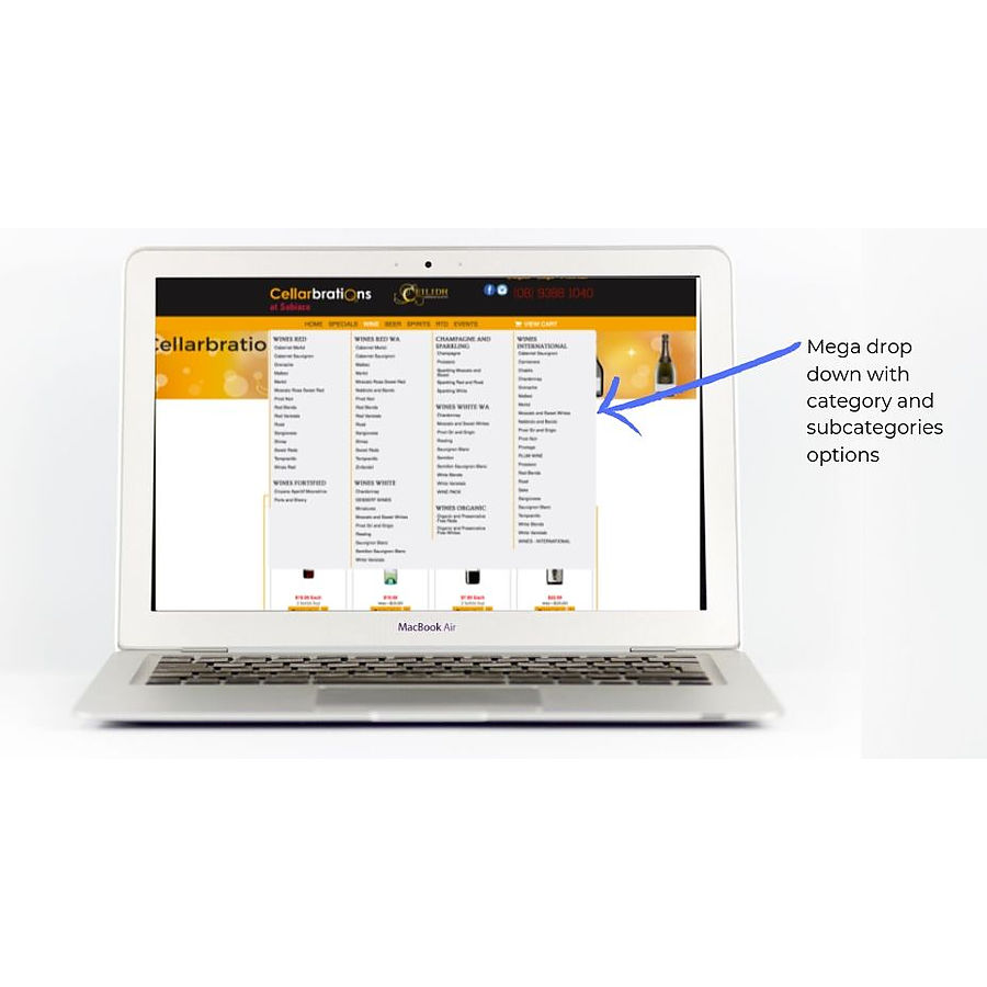Mega Menu Dropdown Of Product Categories Or Subcategories
