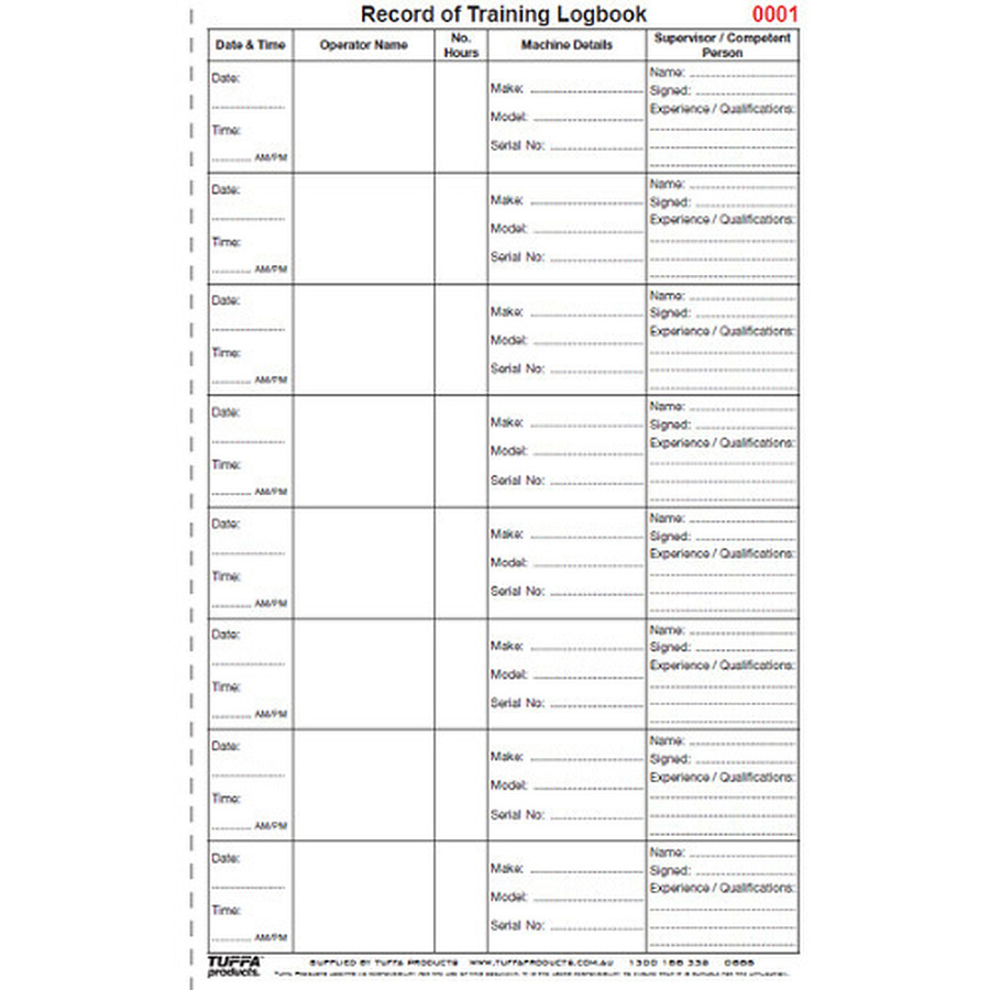 Record Of Training Book